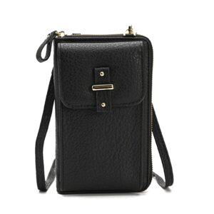 etorry small crossbody shoulder bag for women, multifunctional cellphone bag purse pu leather handbags with card pockets cell phone. (black)