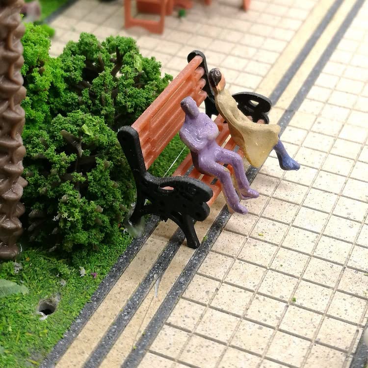 4 Pcs Miniature Bench, Mini Bench for Christmas Dollhouse, Miniature Plastic Bench Christmas Village Bench Doll House Bench Doll Bench Accessories City Park Bench Accessory for DIY Decor Cake Toppers