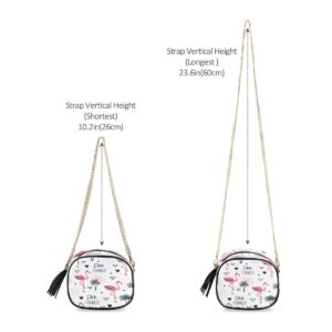 ALAZA Flamingo Palm Tree PU Leather Small Women Crossbody Shoulder Bag Purse Wallet with Adjustable Chain Strap