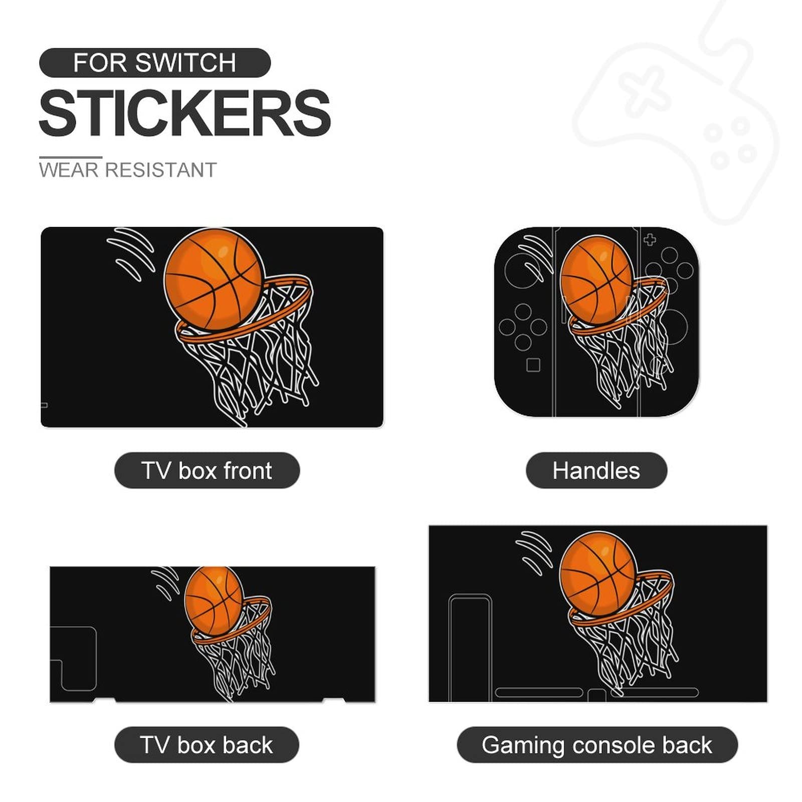 Happy Basketball Switch Skin Sticker Full Wrap Cover Decal Protective Film Sticker for Switch