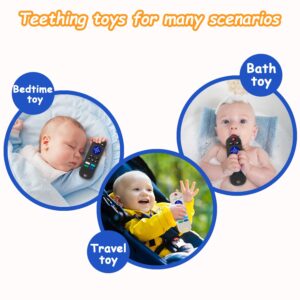 Mgtfbg 2 Pack Soft Silicone Teething Toys for Toddlers, Babies, Boys, Girls, 6-12 Months Baby Remote Control Shape Molar Teether Chew Toys Set Gift（Black+Grey）