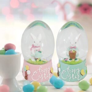 Aobaks S/2 Easter Bunny Snow Globe Decorations, Easter Rabbit Decor, Rabbit Decor, Easter Bunny Figurine, Spring Decoration, conejos de Pascua Home Decor