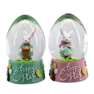 aobaks s/2 easter bunny snow globe decorations, easter rabbit decor, rabbit decor, easter bunny figurine, spring decoration, conejos de pascua home decor