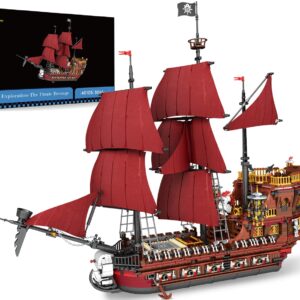 JMBricklayer Pirate Ship Model Building Sets, Red Pirate Revenge Pirate Ship Toy Construction Set, Collection or Display, Gifts for Boys Teens Adults