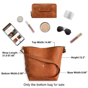 S-ZONE Women Genuine Leather Backpack Purse Bundle with Retro Bucket Tote Handbag Distressed Shoulder Bag