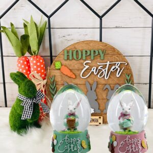 Aobaks S/2 Easter Bunny Snow Globe Decorations, Easter Rabbit Decor, Rabbit Decor, Easter Bunny Figurine, Spring Decoration, conejos de Pascua Home Decor