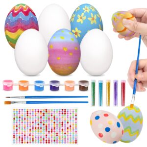 ouddy life easter crafts for kids, egg painting kit white easter eggs arts and crafts for girls boys 6 slow rising squishies toys easter diy gifts crafts art activities basket suffers