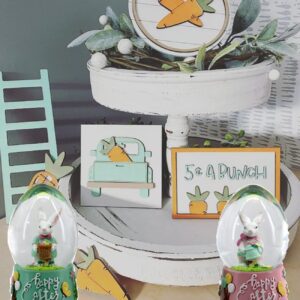 Aobaks S/2 Easter Bunny Snow Globe Decorations, Easter Rabbit Decor, Rabbit Decor, Easter Bunny Figurine, Spring Decoration, conejos de Pascua Home Decor