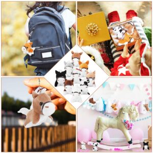 Hungdao 36 Pcs Horse Plush Stuffed Animals Bulk 3.15 Inch Cattle Horse Party Favors Realistic Stuffed Animals Stuffed Mini Plush Pets Toy for Farm Themed Birthday Party Gift Keychain