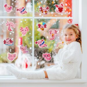 24 Pcs Axolotl 5d DIY Diamond Painting Sticker Creative Diamond Sticker Kids Diamond Painting Kits Resin Rhinestone Gem Art Kits for Kids Adult Activity New Year Party Gifts