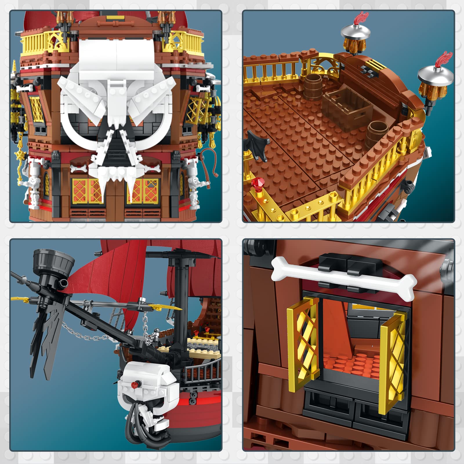 JMBricklayer Pirate Ship Model Building Sets, Red Pirate Revenge Pirate Ship Toy Construction Set, Collection or Display, Gifts for Boys Teens Adults