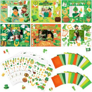 Tinlade St. Patrick's Day Craft Kit, 24 Pack DIY Picture Frames, 12 Sheets Stickers, Shamrock Theme for Kids & Adults