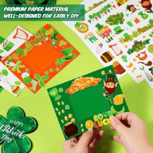 Tinlade St. Patrick's Day Craft Kit, 24 Pack DIY Picture Frames, 12 Sheets Stickers, Shamrock Theme for Kids & Adults