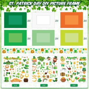 Tinlade St. Patrick's Day Craft Kit, 24 Pack DIY Picture Frames, 12 Sheets Stickers, Shamrock Theme for Kids & Adults