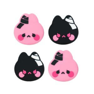 geekshare cute silicone joycon thumb grip caps, joystick cover compatible with nintendo switch/oled/switch lite,4pcs - bunny & kitty