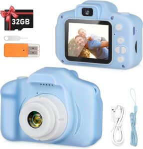 vasttron kids selfie camera,kids camera for age 3-12 toddler hd digital video cameras portable children selfie camera with 32gb sd card