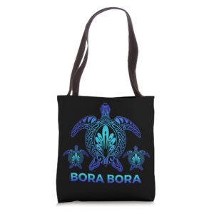 vintage bora bora ocean blue sea turtle souvenirs tote bag