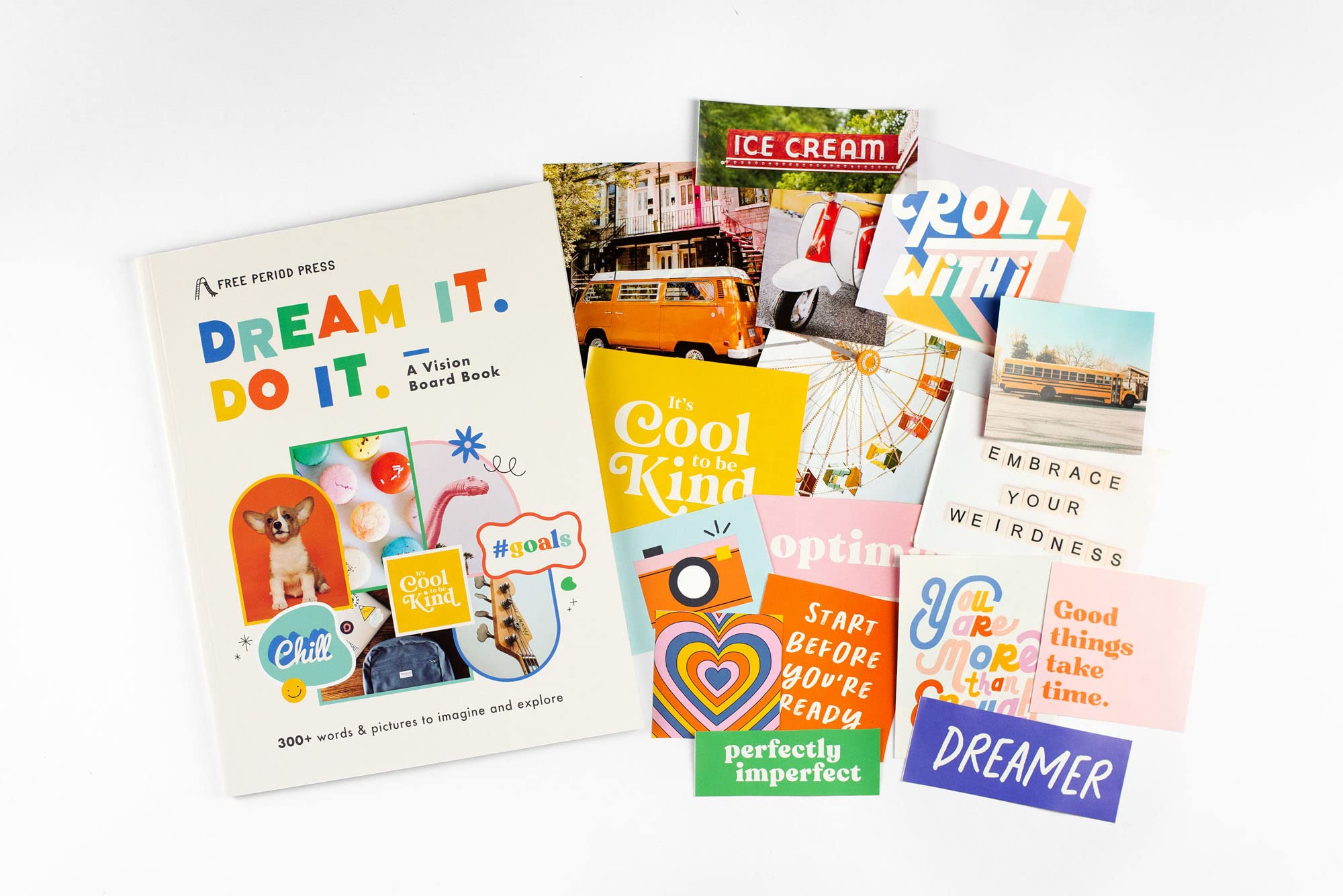 Free Period Press Kids Vision Board Book, Dream It Do It 300+ Words & Images in All Categories, for Visualizing Your Dreams & Goals, Fun, Easy, Age Appropriate Pictures for Collage Making