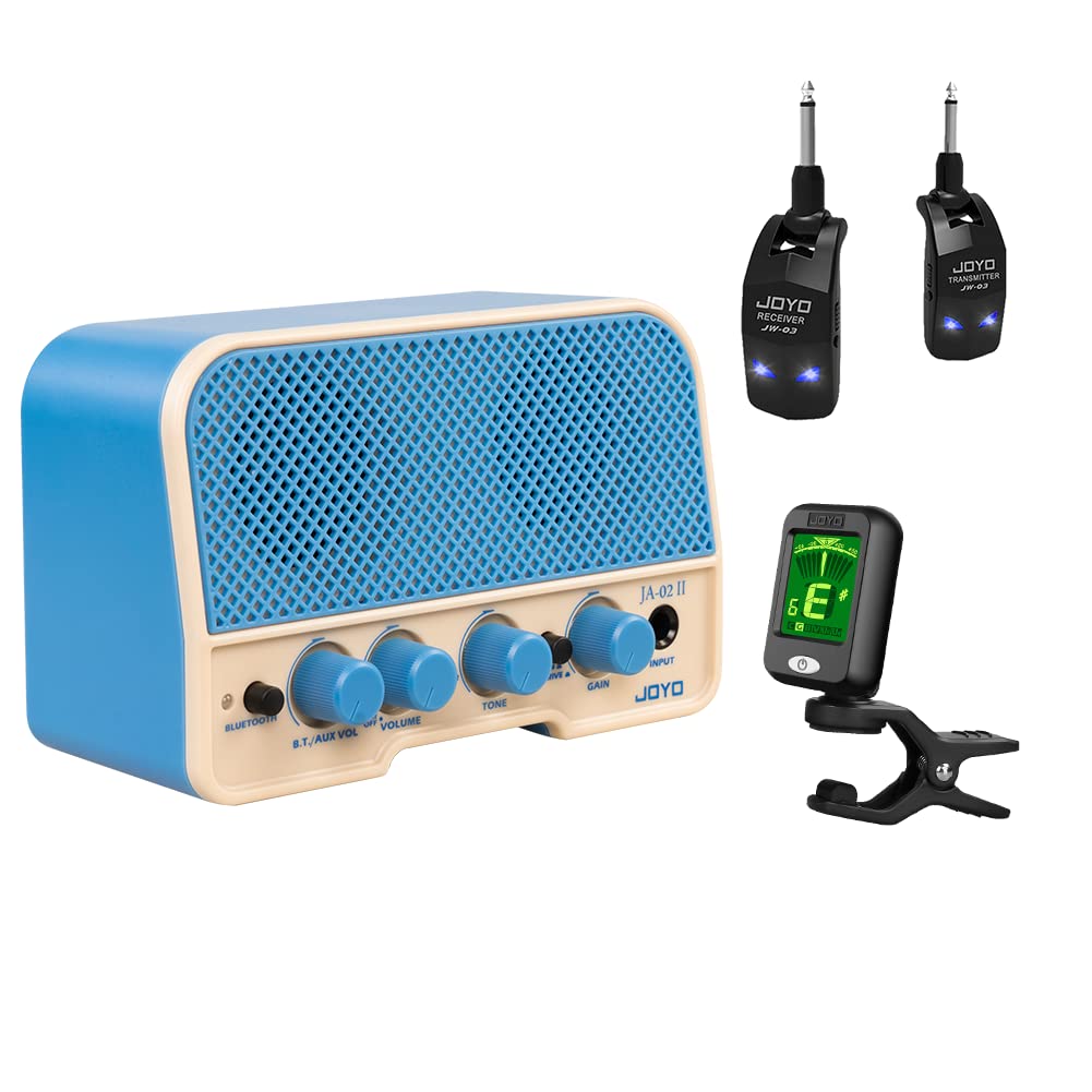 JOYO JA-02 II Small Practice Guitar Amplifier and JW-03 Wireless Guitar System with JT-09 Tuner