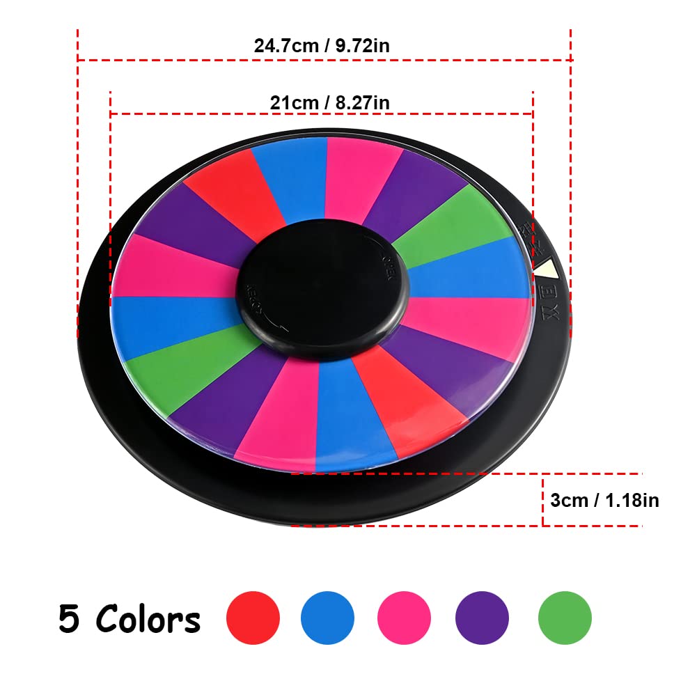 Tezam 8 Inch Heavy Duty Spinning Prize Wheel - Double-Sided 8/16 Slot Color Tabletop Roulette Wheel of Fortune, Dry Erase Spin Wheel Win The Fortune Spin Game for Carnival and Trade Show