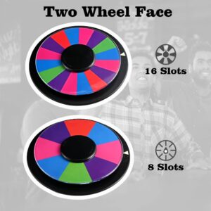 Tezam 8 Inch Heavy Duty Spinning Prize Wheel - Double-Sided 8/16 Slot Color Tabletop Roulette Wheel of Fortune, Dry Erase Spin Wheel Win The Fortune Spin Game for Carnival and Trade Show