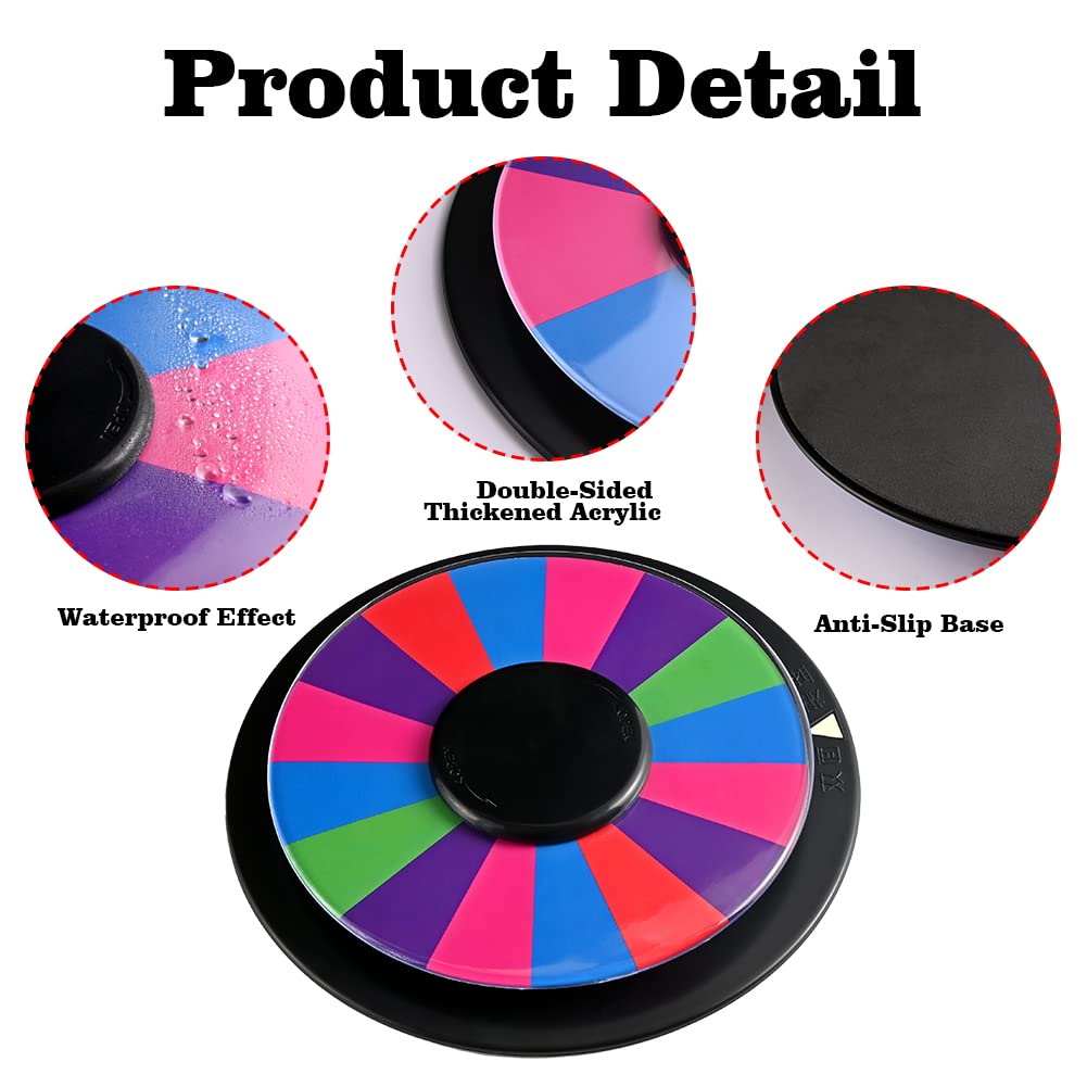 Tezam 8 Inch Heavy Duty Spinning Prize Wheel - Double-Sided 8/16 Slot Color Tabletop Roulette Wheel of Fortune, Dry Erase Spin Wheel Win The Fortune Spin Game for Carnival and Trade Show