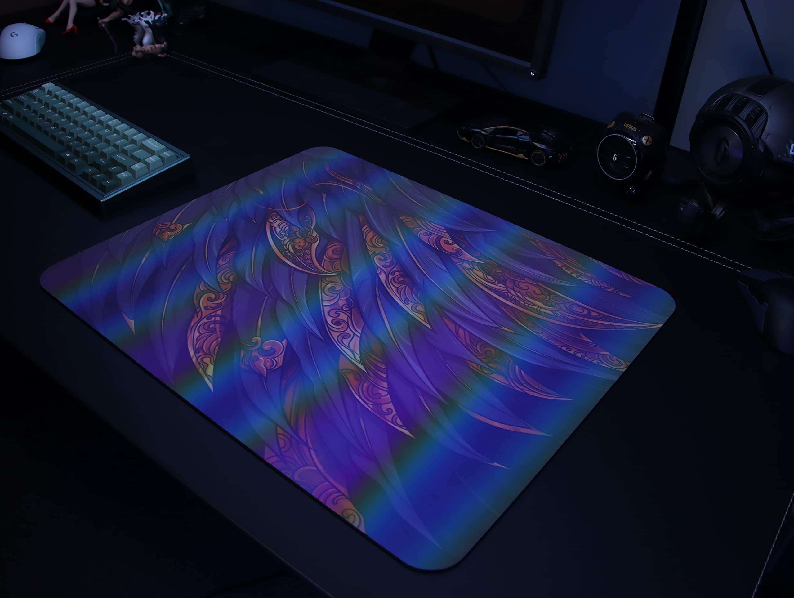 Esports Tiger Esptiger WuXiang X Gaming Mouse Pad - Large (480 x 400 x 3mm) - Non-Slip Rubber Base, Rainbow-Pearl Film