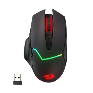 redragon m690 pro wireless gaming mouse, 8000 dpi wired/wireless gamer mouse w/rapid fire key, 8 macro buttons, ergonomic design for pc/mac/laptop