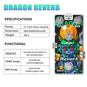 AZOR Reverb Guitar Pedal Dragon Pure Reverb Guitar Effect Pedal for Electric Guitar AP509