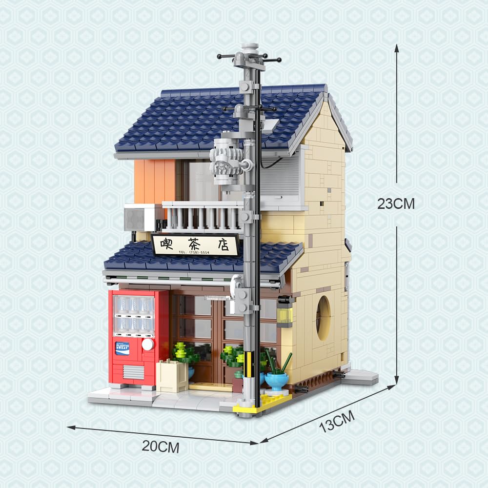 MISINI C66010W Japanese Tea House Building Blocks Set, MOC CaDA Bricks Street View House Building Kit with Lighting Set, Awesome Building Toys Gift for Kids and Adults, New 2023 (1200 pcs)