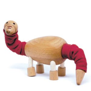 anamalz wooden brontosaurus dinosaur toy for toddlers, fun and posable for early learning, smooth natural wood, boys and girls