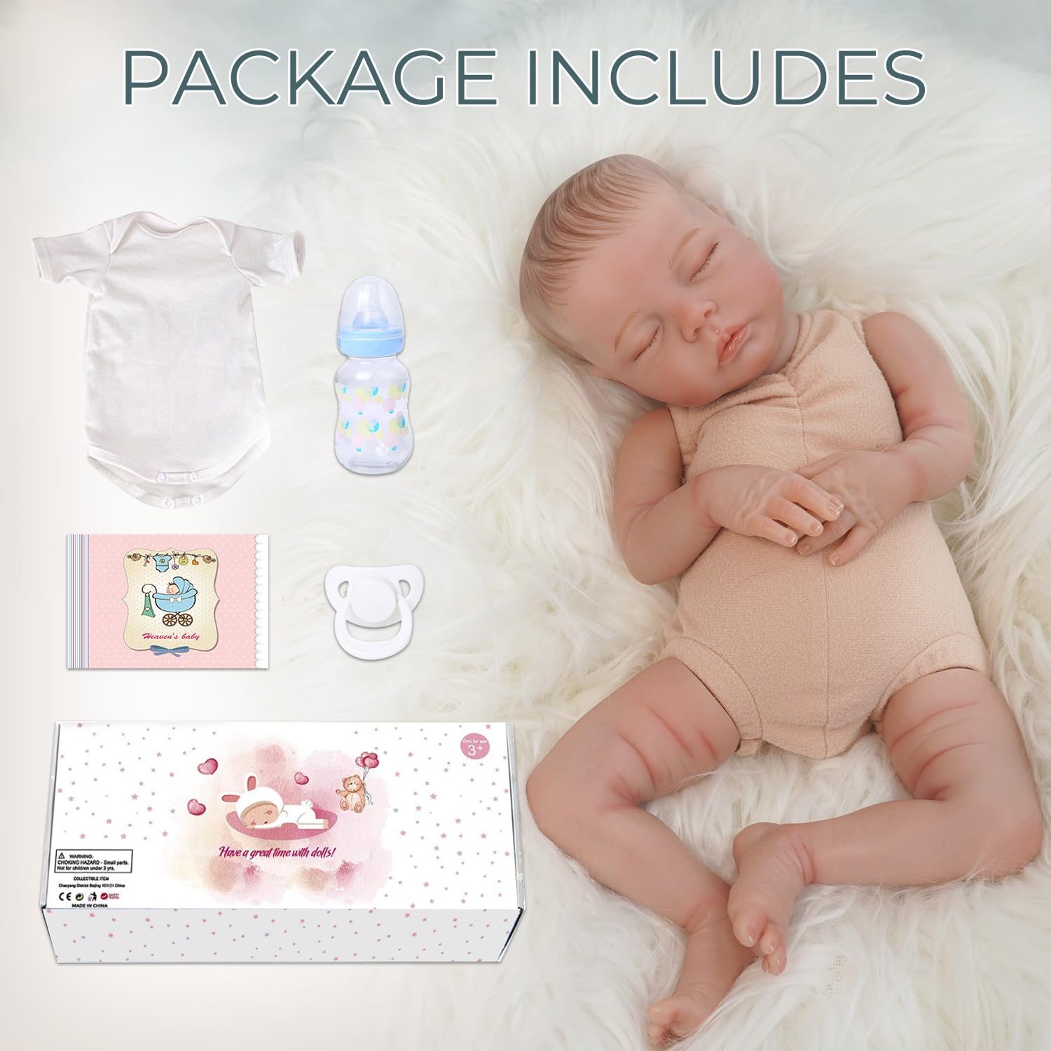 KSBD Reborn Baby Dolls Delilah with Realistic Veins, 18 inch Sleeping Newborn Baby Girl Doll, Lifelike Vinyl Silicone Reborn Doll with Weighted Cloth Body, Advanced Painted Gift Set for Kids Age 3+