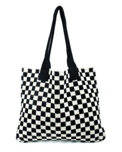 stizimn crochet bags for women summer beach tote bag large capacity shoulder bag aesthetic hobo bag knit bag hippie bag (black-c)