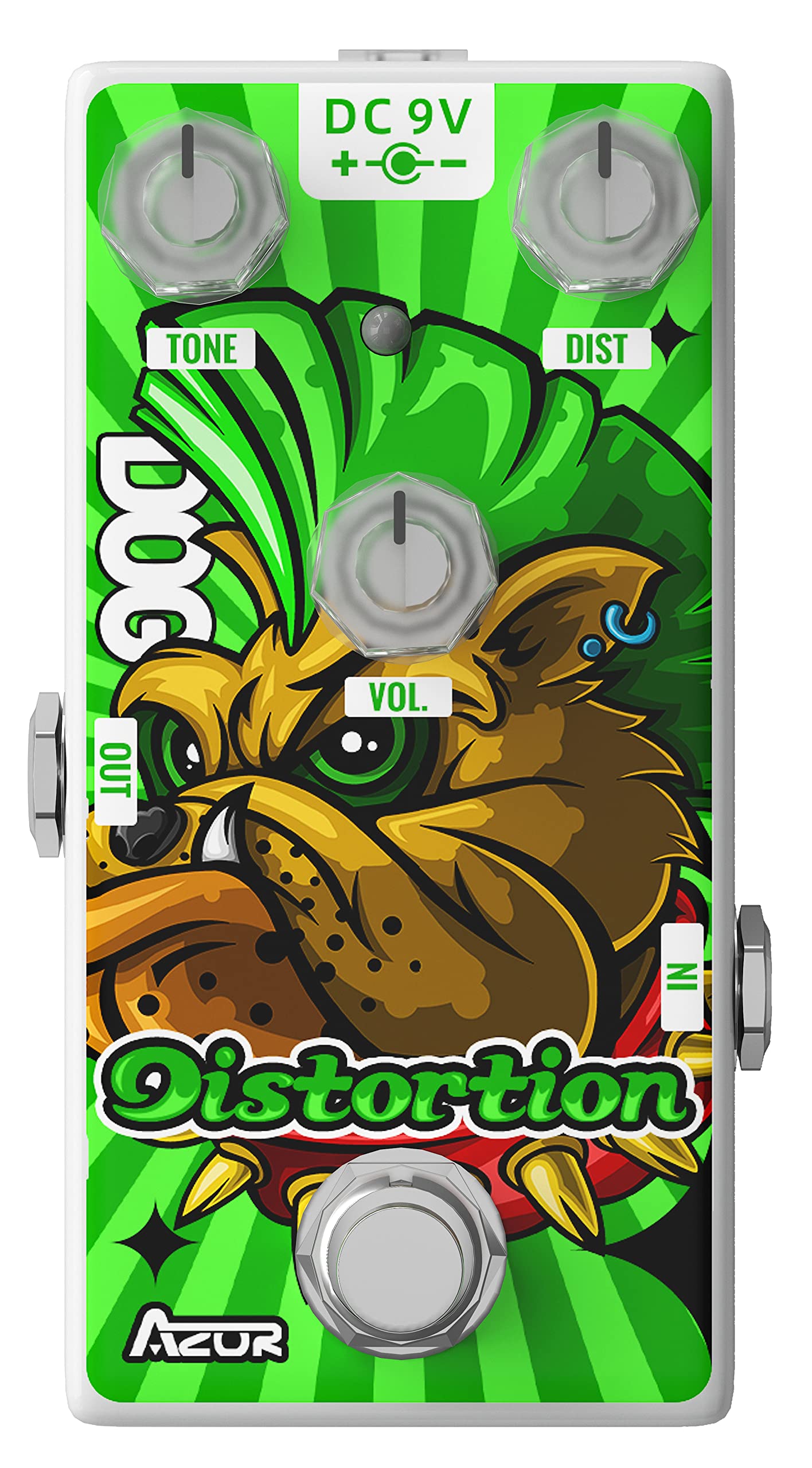 AZOR Distortion Guitar Pedal Rich Overtones Dog Distortion Analog Effect Pedal for Electric Guitar True Bypass AP507