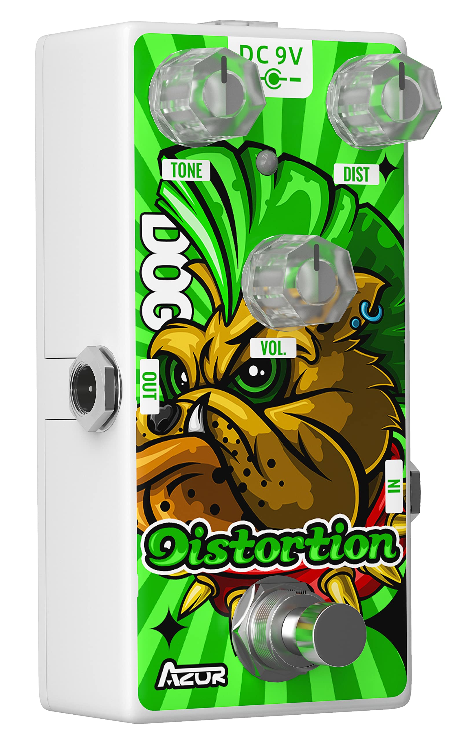 AZOR Distortion Guitar Pedal Rich Overtones Dog Distortion Analog Effect Pedal for Electric Guitar True Bypass AP507