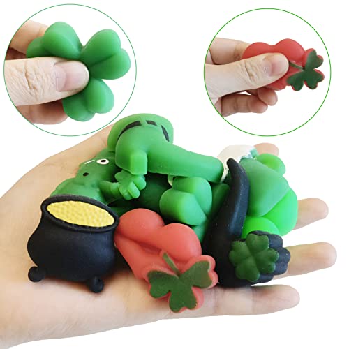 48 Pcs St Patrick's Day Mochi Squishy Toys,Mini Cute Squeeze Toy Stress Reliever Anxiety Packs for Kid Party Favors,St Patrick's Day Gift