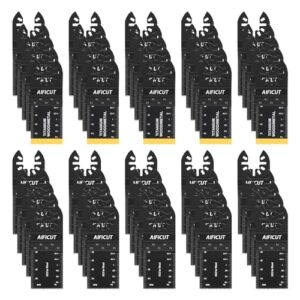 aificut 50pcs wood plastics metal multitool blades titanium oscillating saw blades quick release fit dewalt tools bosch porter cable black & decker rockwell ryobi milwaukee chicago craftsman makita