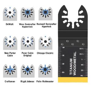 AIFICUT 50pcs Wood Plastics Metal Multitool Blades Titanium oscillating Saw Blades Quick Release Fit Dewalt Tools Bosch Porter Cable Black & Decker Rockwell Ryobi Milwaukee Chicago Craftsman Makita