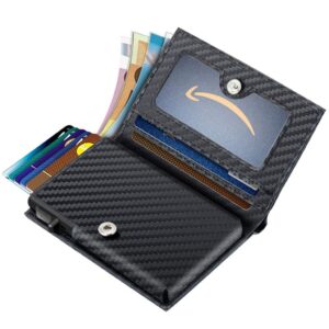 sawqf men credit card holder slim fit up metal wallet minimalist carbon fiber leather wallet (color : e, size : 10.5 * 7.5cm)