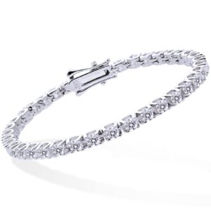 dainty cuban link chain bracelet for women,925 sterling silver bracelet white gold plated hip hop cz diamond mens bracelet for jewelry gifts (sliver, 18.6)