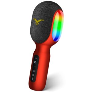 wireless bluetooth karaoke microphone, 5-in-1 portable handheld mic speaker with dynamic rgb lights, mini karaoke machine for car travel home party, music recording, duet singing, gift for kids adults