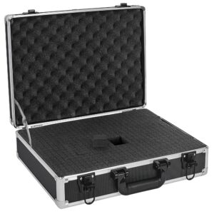 ithwiu 17 inch hard shell carrying case ideal for wireless mic system storage & camera gear transportation, aluminum alloy sturdy build, customizable pre-diced foam, black