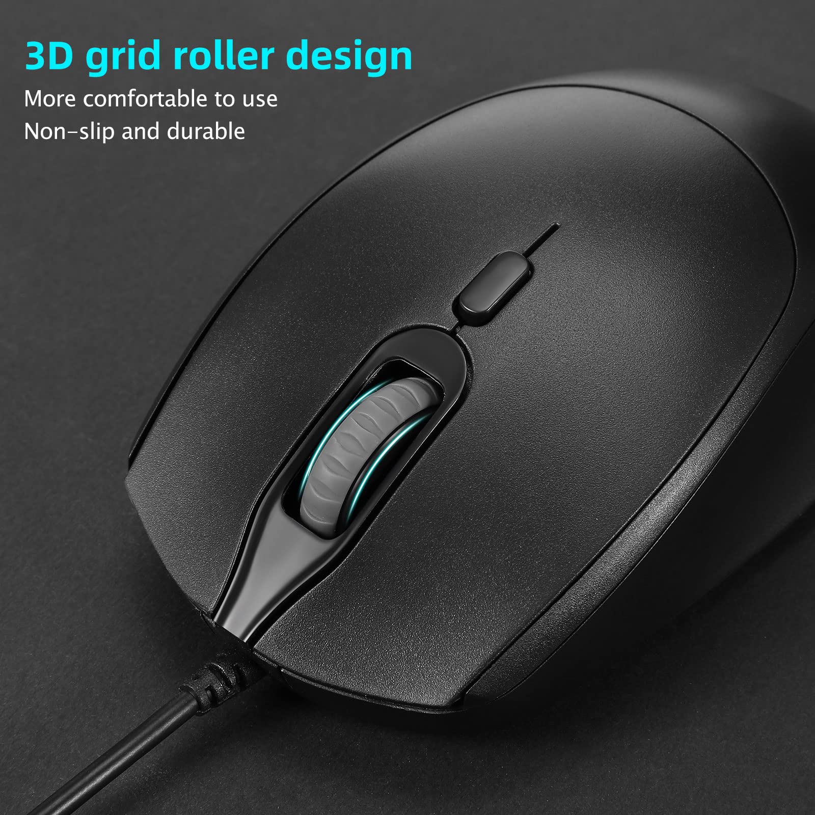 16 Pack Computer Mouse Pack Bulk Wired Silent USB Optical Corded Mouse with 3 Adjustable DPI Computer Mice Compatible with Laptop Desktop PC School Office Business Home Supplies