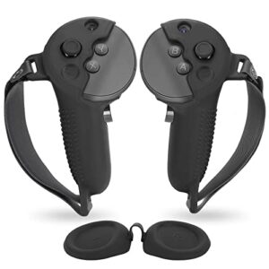 xiaoge controller grips for meta quest pro accessories with charging-without-removing design and adjustable anti-throw wrist knuckle strap, silicone anti-slip case shell protector for quest pro