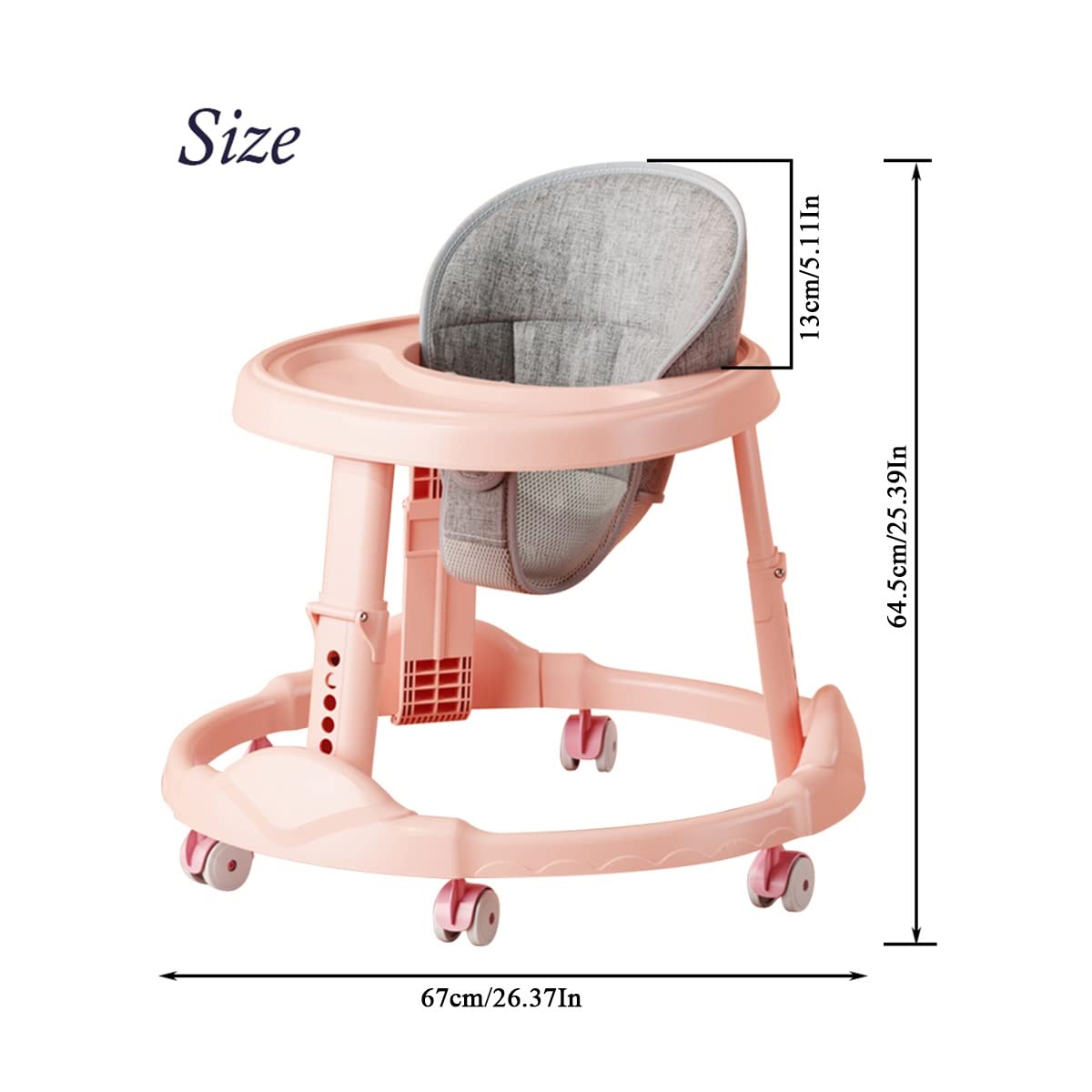 Push Along Walker Baby Activity Center Walker from 6 Months Baby Jumpers Mute Anti-Rollover Toddler Walker,Multi-Function, Dining Table (Color : Pink)