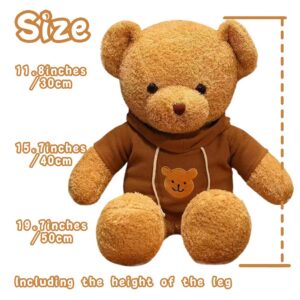 Galatee Cute Teddy Bear Plush Stuffed Animal, Teddy Bear with Coffee Hoodie, Gifts for Children(11.8" Brown)