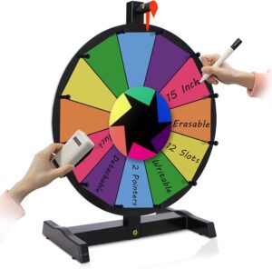 hooomyai 15 inch tabletop spinning wheel with 12 slots durable base stand spin wheel for prizes dry erase prize wheel with dry erase markers and eraser for carnival trade show party