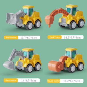 GEIQWNTOY Cars Toys for 1 Year Old Boys - Press Go Toys Cars for Toddlers 1-3, Friction Powered Car Toys Age 3-5,4 Pack Construction Trucks