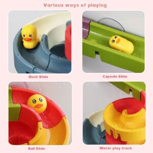 Noaideoi Bathtub Water Slide Toys for Toddlers,35 Pcs Duck Slide Bath Toys Water Balls Slide for Kids DIY Wall Bathtub Slide Tracks Toys for Boys and Girls Ages 3-6,Shower Set Gift Toys for Kids