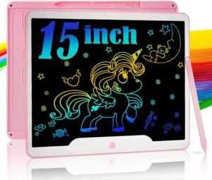 toddler toys for 3 4 5 6 7 year old boys girls gifts, scrimemo lcd writing tablet 15 inch kids toys doodle pad, reusable drawing board for kids 3 4 5 6 7 8 9 year old boy girl birthday gifts (pink)